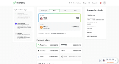 How to Buy Crypto on Changelly via Topper by Uphold