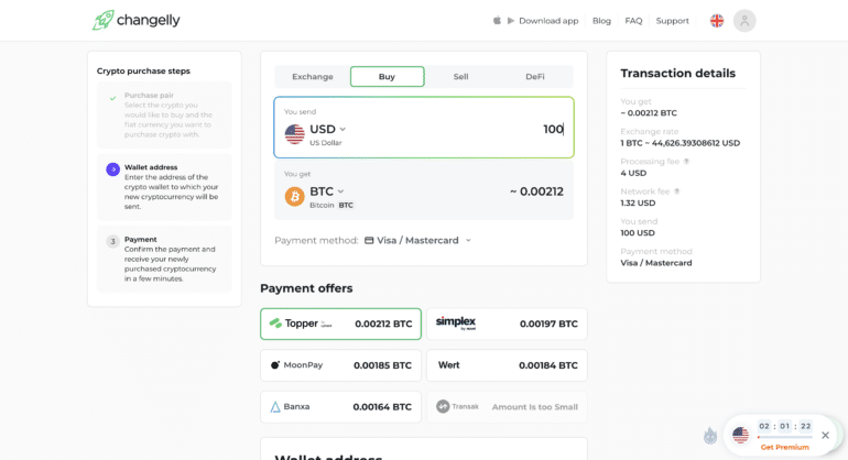 How to Buy Crypto on Changelly via Topper by Uphold